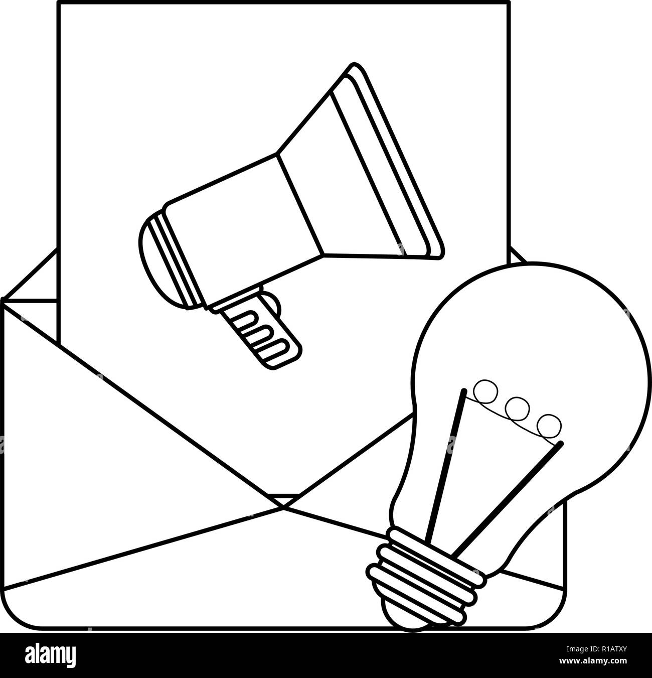 Email with advertising and bulb light vector illustration graphic ...