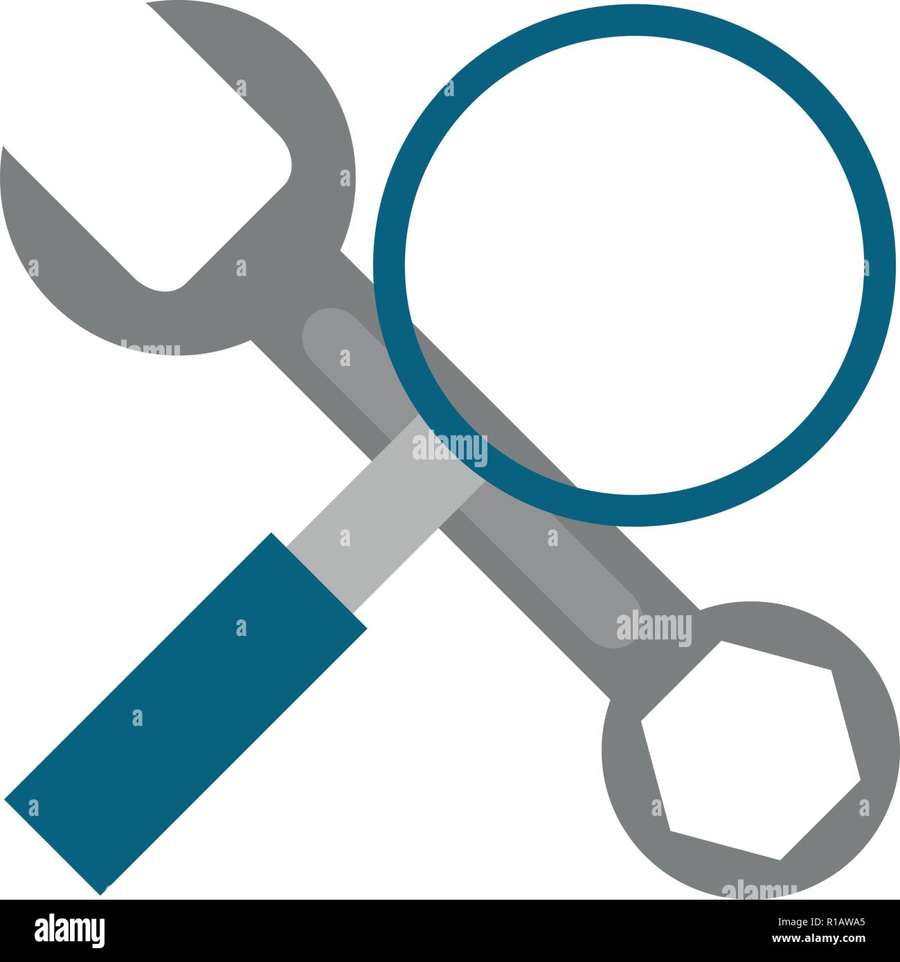Wrench and magnifying glass symbol vector illustration graphic design ...