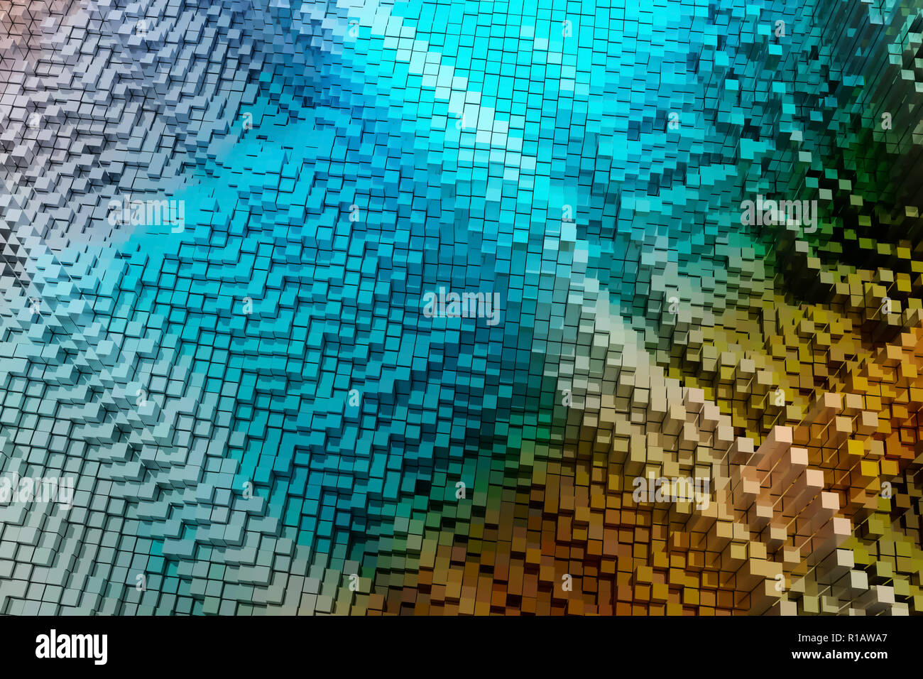 Colorful 3D rendering. Shape composition, blocks, geometric structure. Decorative, illustrations ...