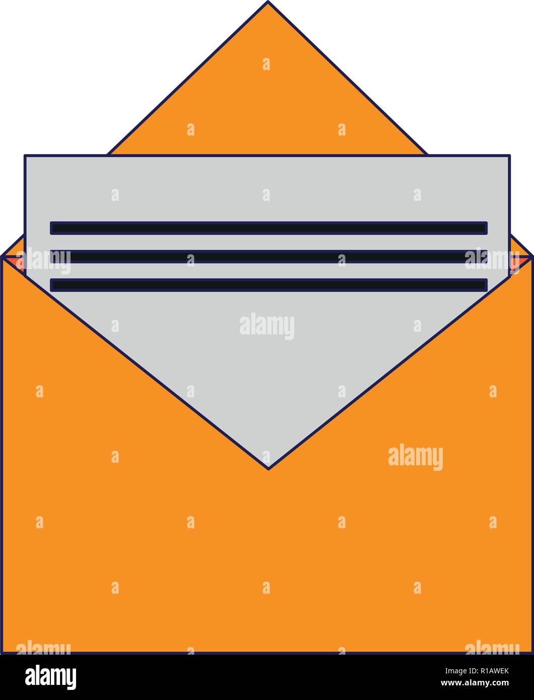 Envelope open with letter blue lines vector illustration graphic design ...