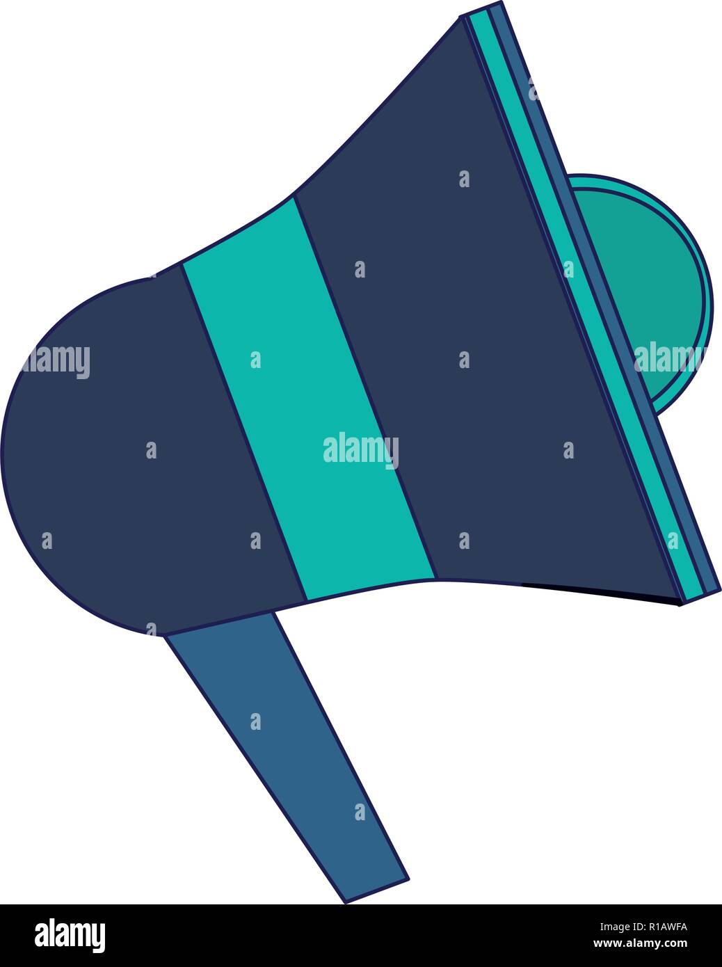 Bullhorn advertising symbol isolated blue lines vector illustration ...