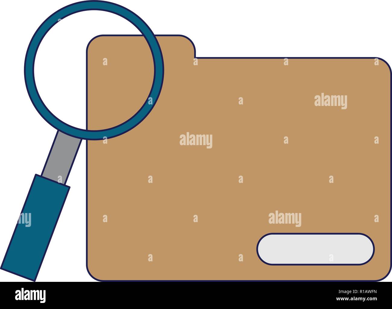 Folder with magnifying glass blue lines vector illustration graphic ...