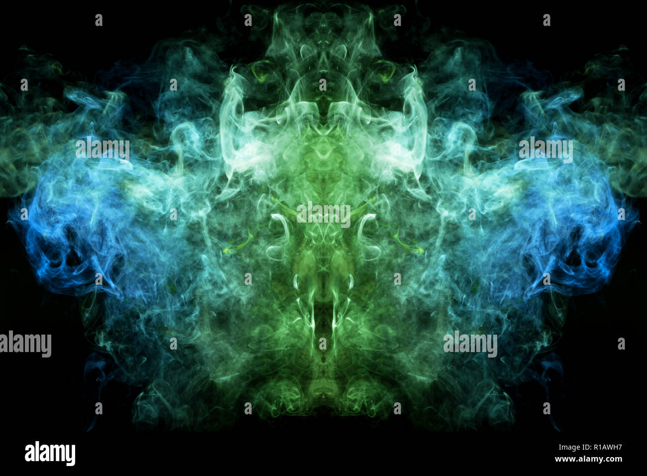 Fluffy Puffs blue, yellow and green smoke and Fog in the form of a ...