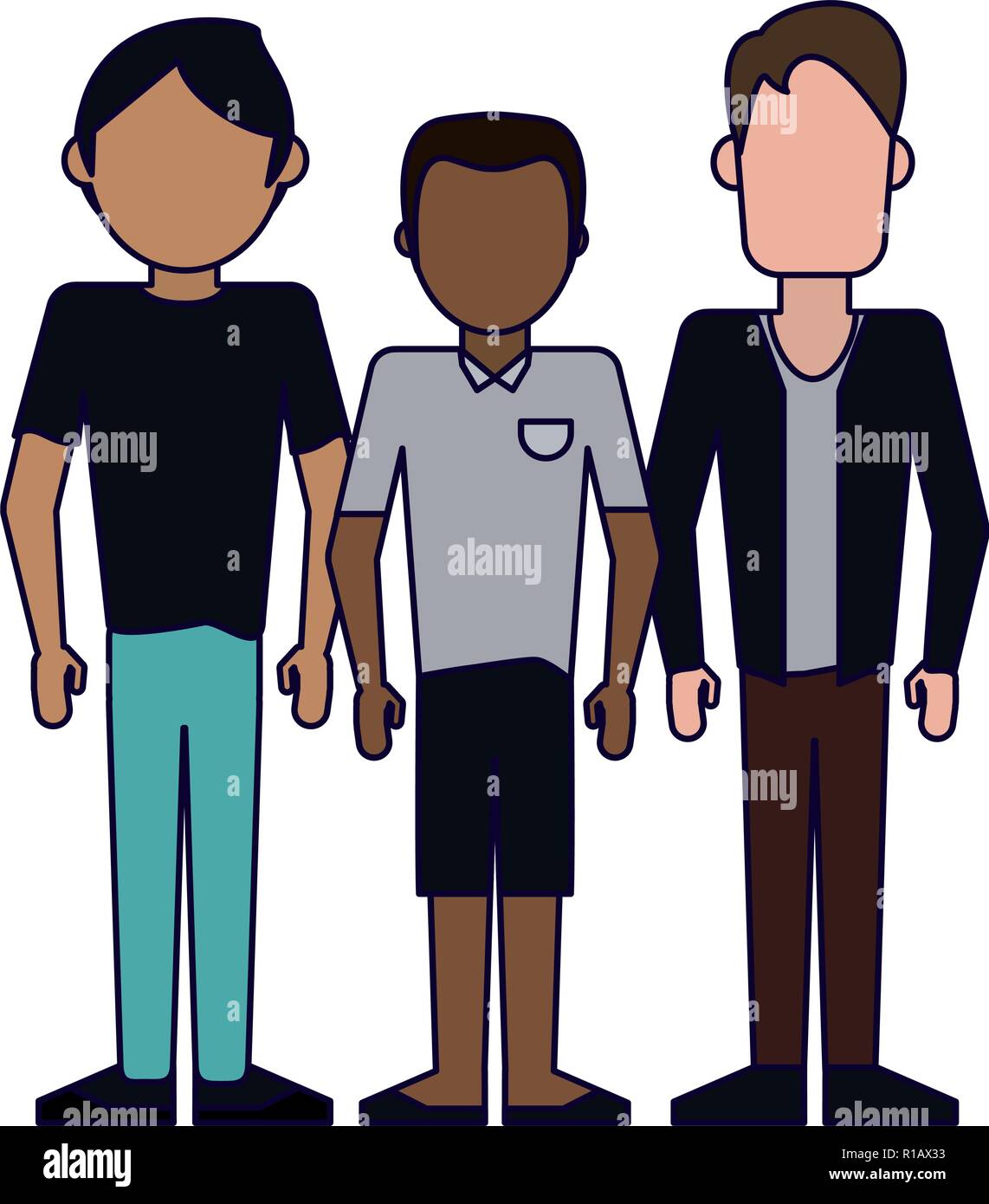 Male friends avatar cartoons vector illustration graphic design Stock ...