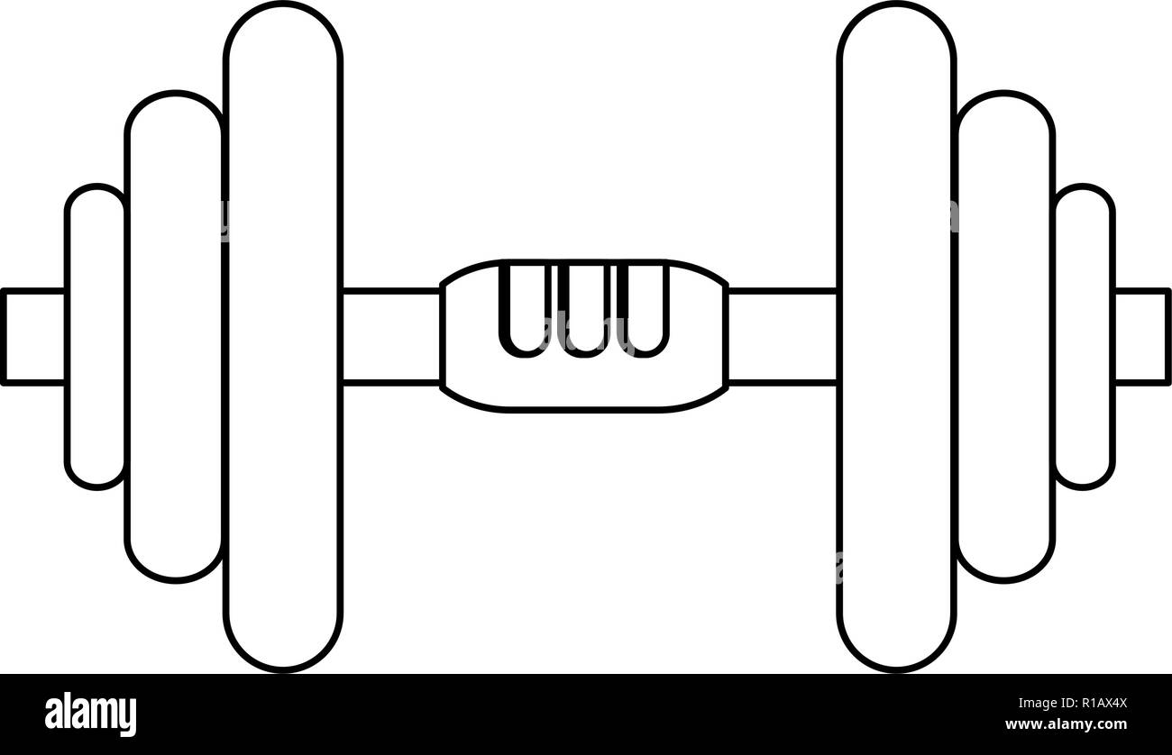 Gym dumbbells iron weights in black and white vector illustration ...