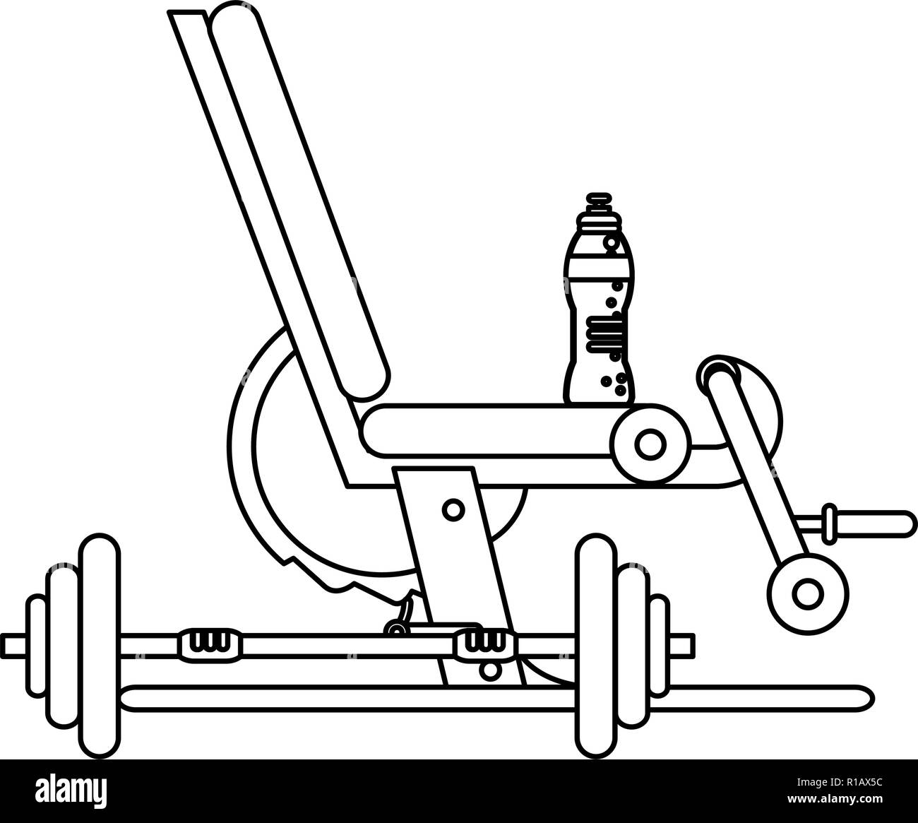Fitness and gym legs press equipment in black and white vector ...