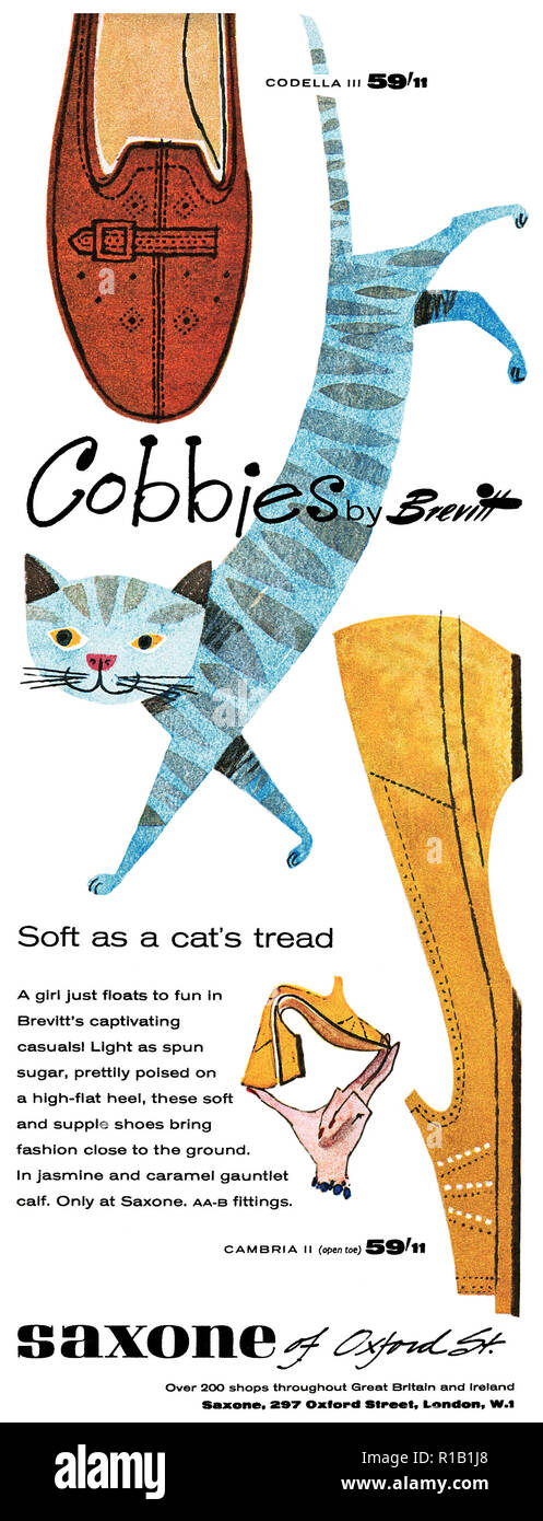 1957 British advertisement for Cobbies shoes by Brevitt, available at ...