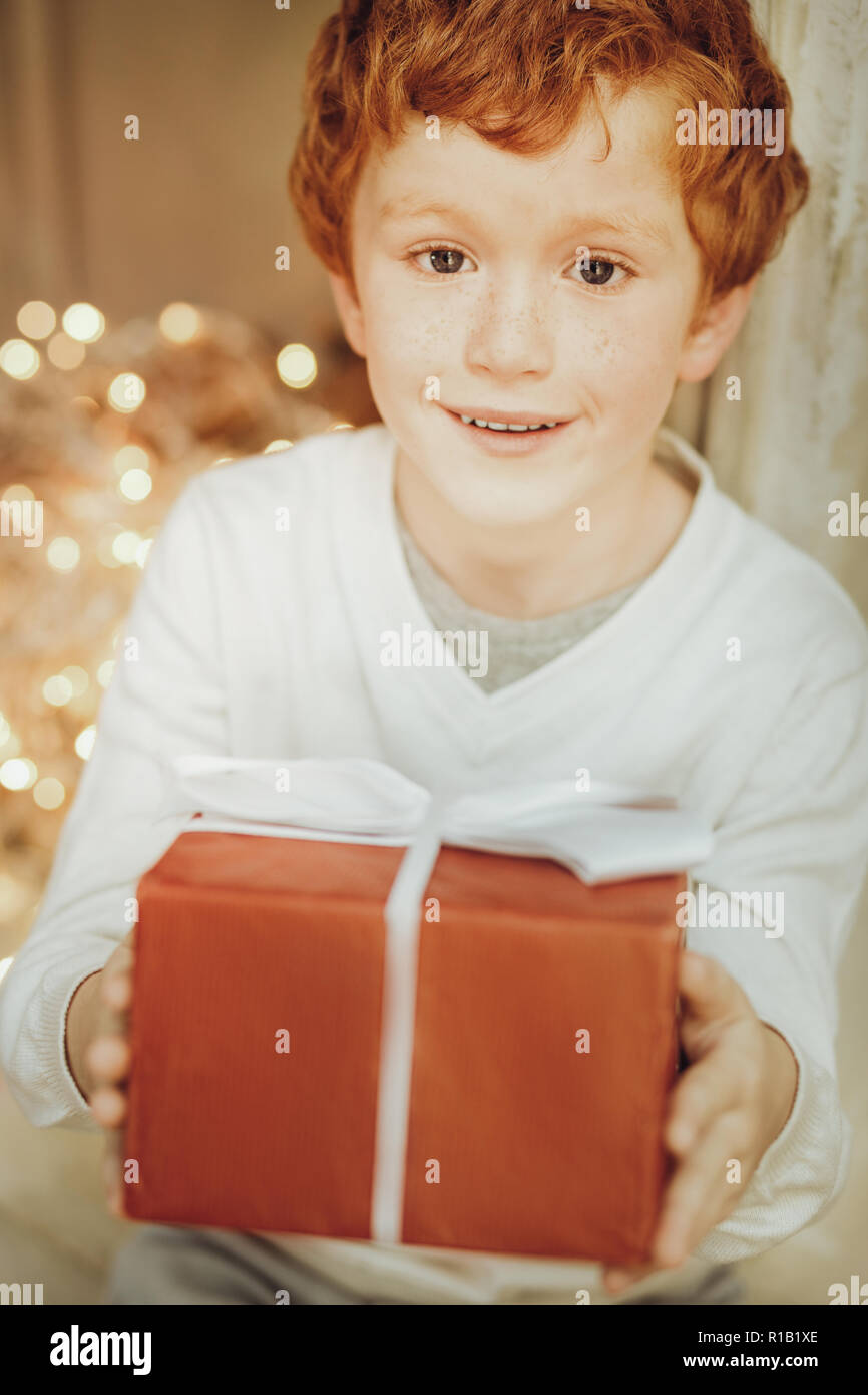 Portrait of delighted child that looking forward Stock Photo - Alamy