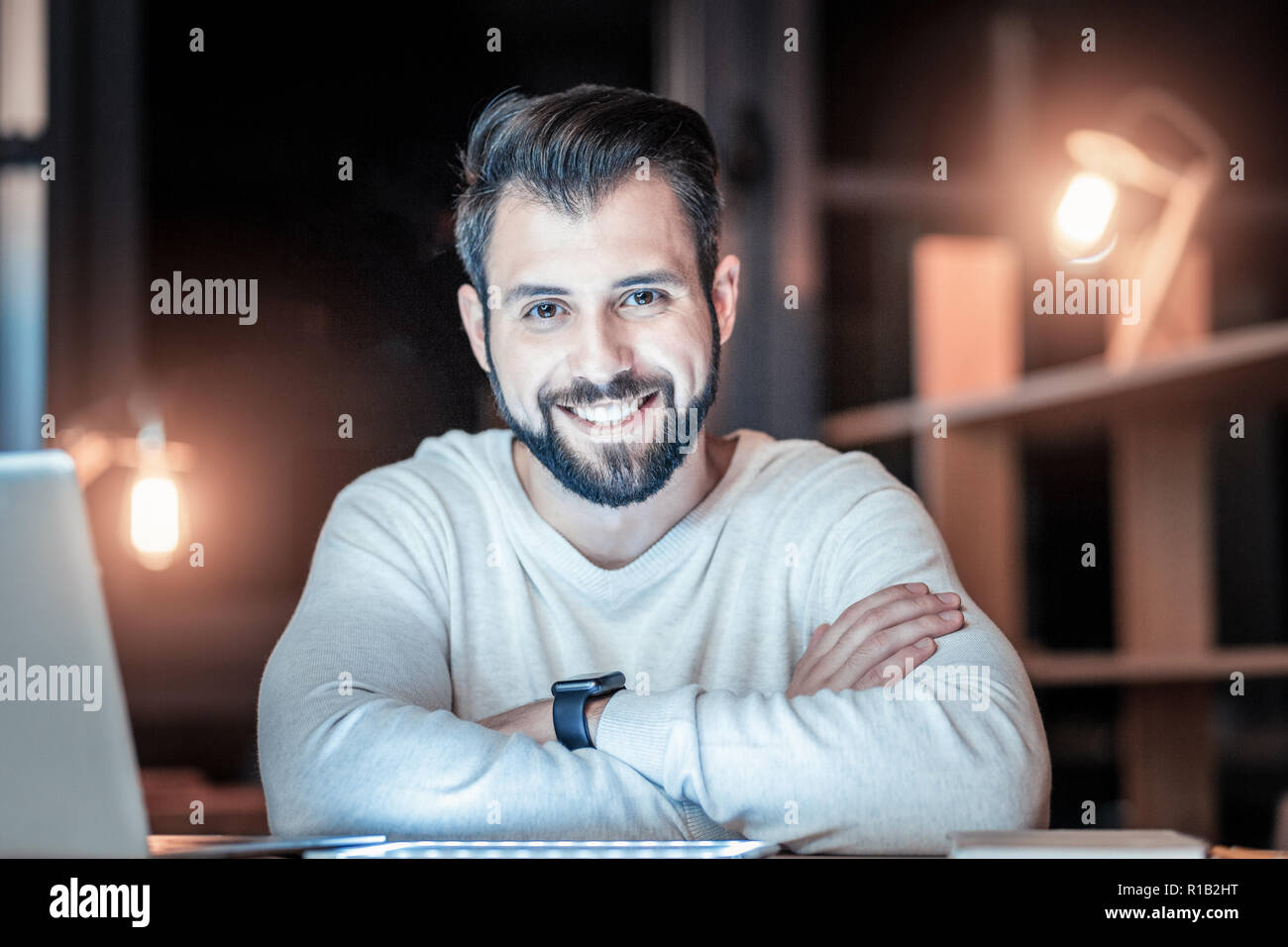 Joyful male person posing on camera Stock Photo - Alamy
