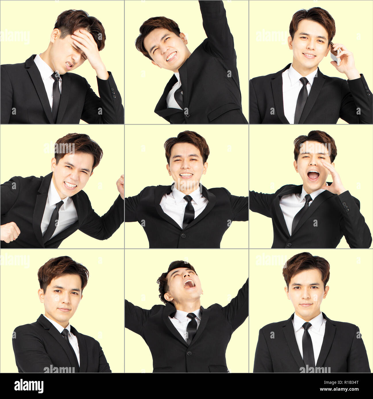 portraits of young man with different emotions Stock Photo - Alamy