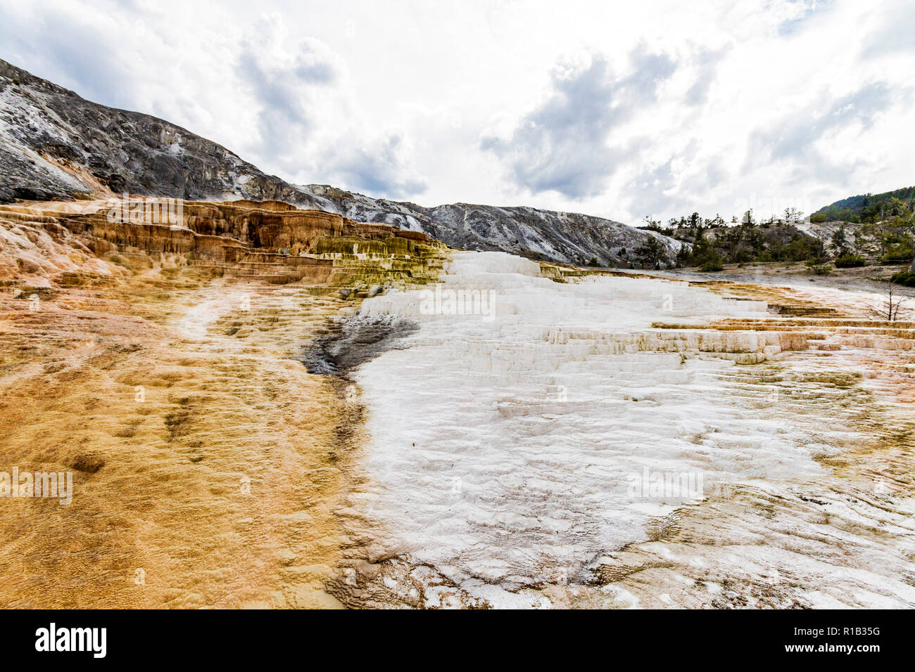 Mound terrace hotsprings inside Yellowstone National Park Stock Photo ...
