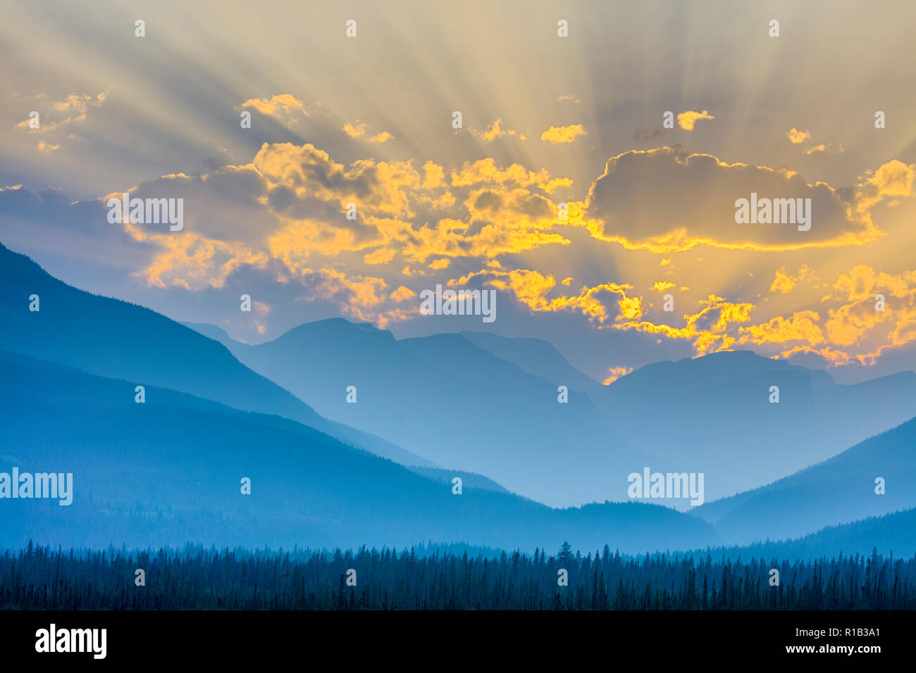 Sunset in Jasper National Park, Alberta Canada Stock Photo - Alamy