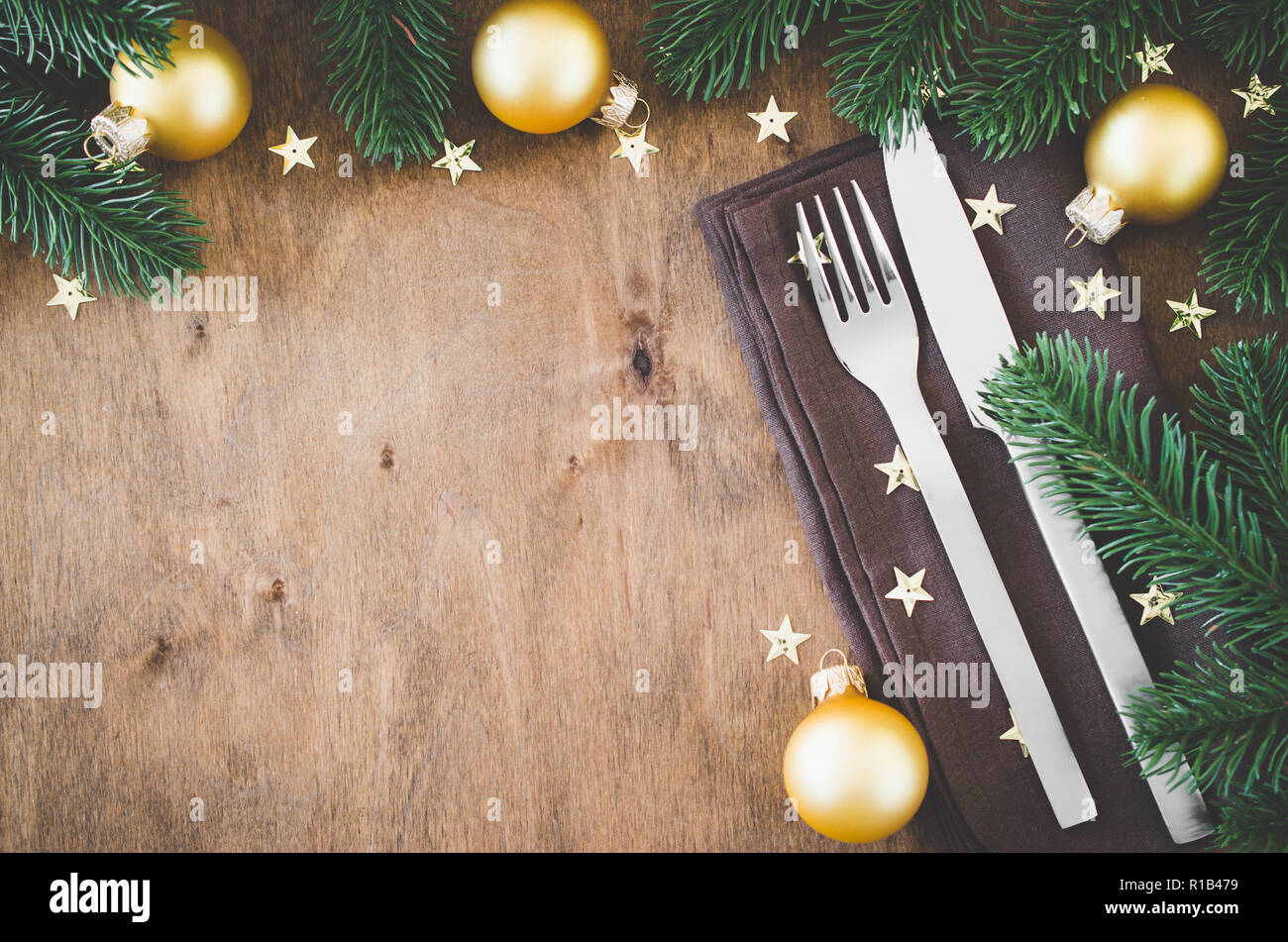 Background for writing the Christmas Menu. Winter Table Setting ...