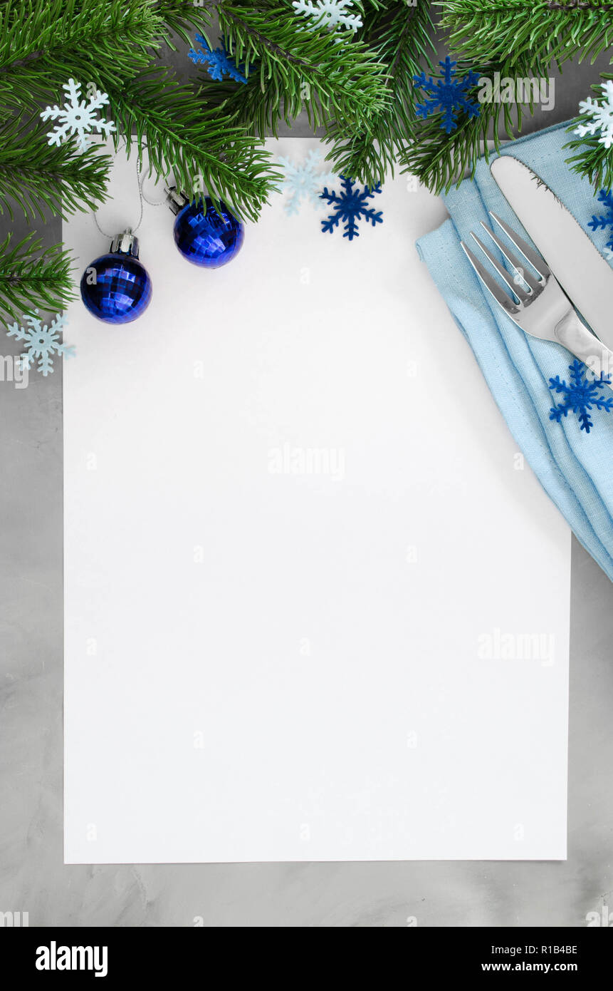 Background for Writing the Christmas Menu. Winter Table Setting Stock ...