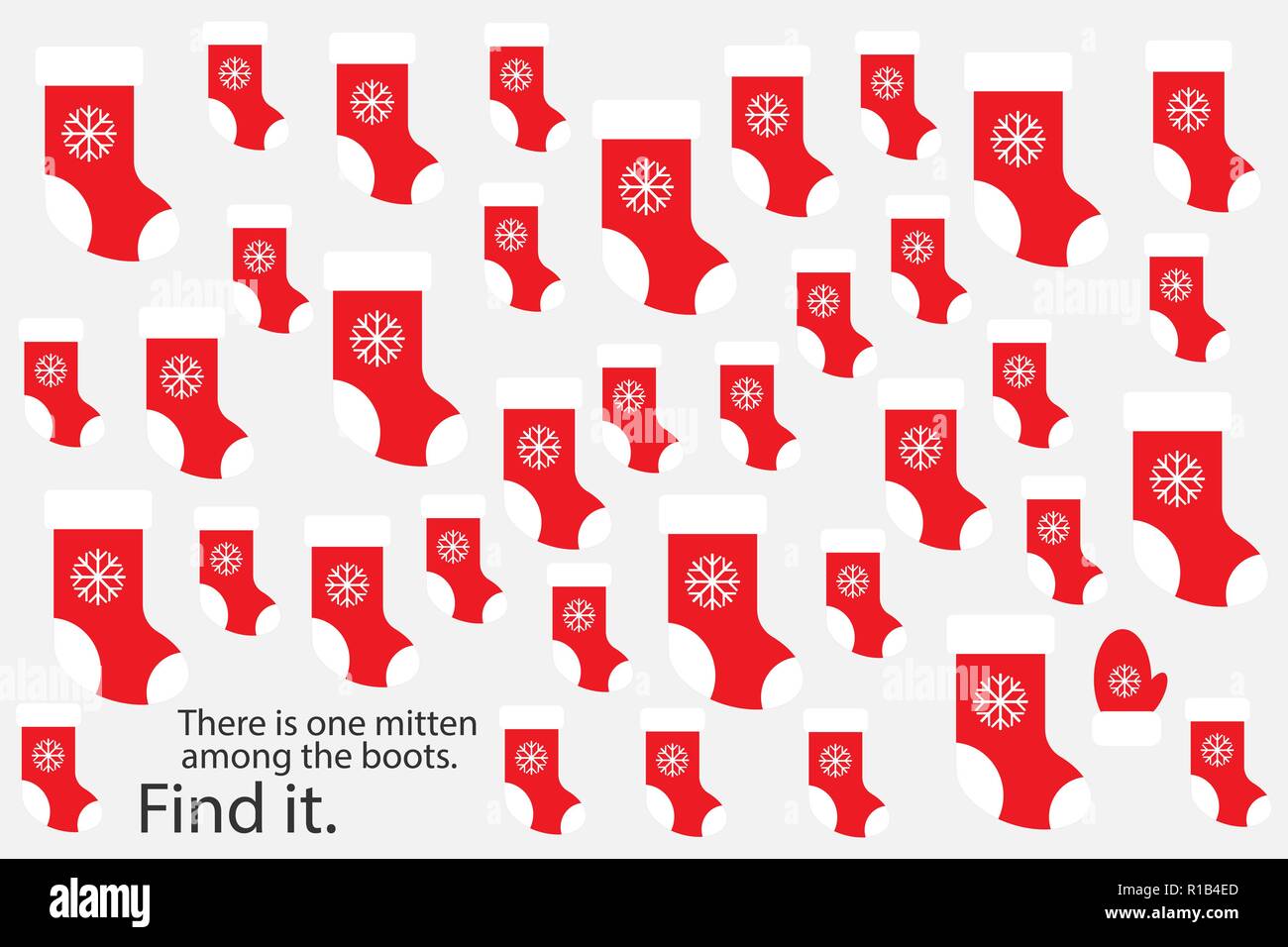 Find mitten among christmas boots, xmas fun education puzzle game for ...