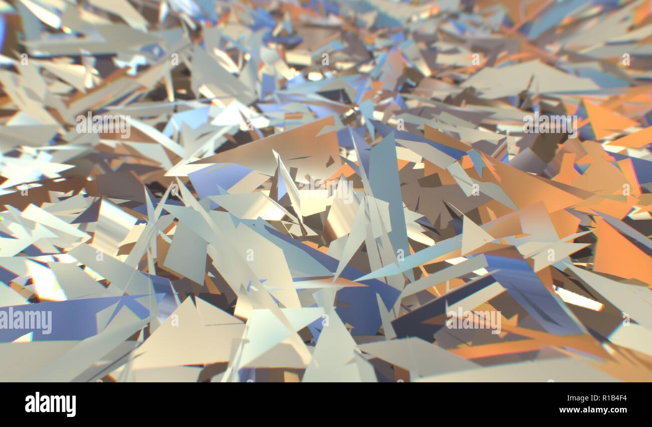 Glitch 3d render, golden modern shattered field texture, random triangles digital illustration ...
