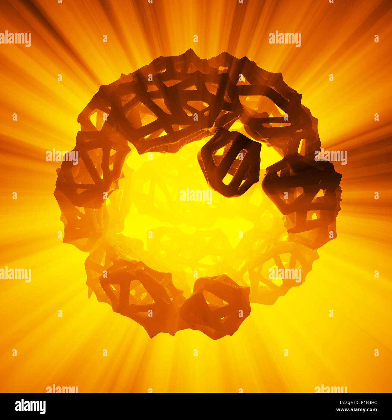 Abstract 3d rendering concept of high poly sphere with chaotic mesh ...