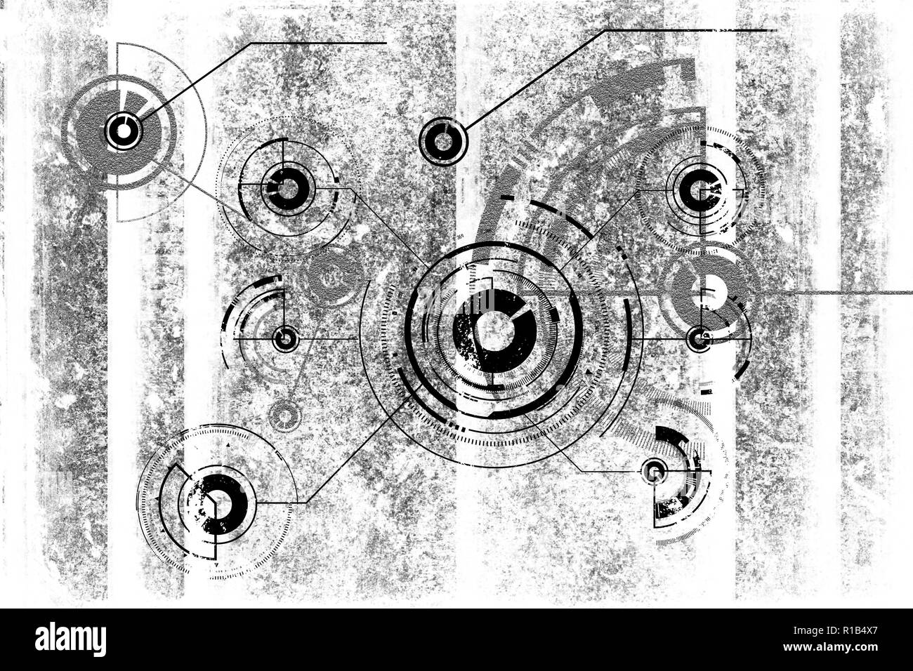 Abstract grunge futuristic cyber technology background. Blueprint on ...