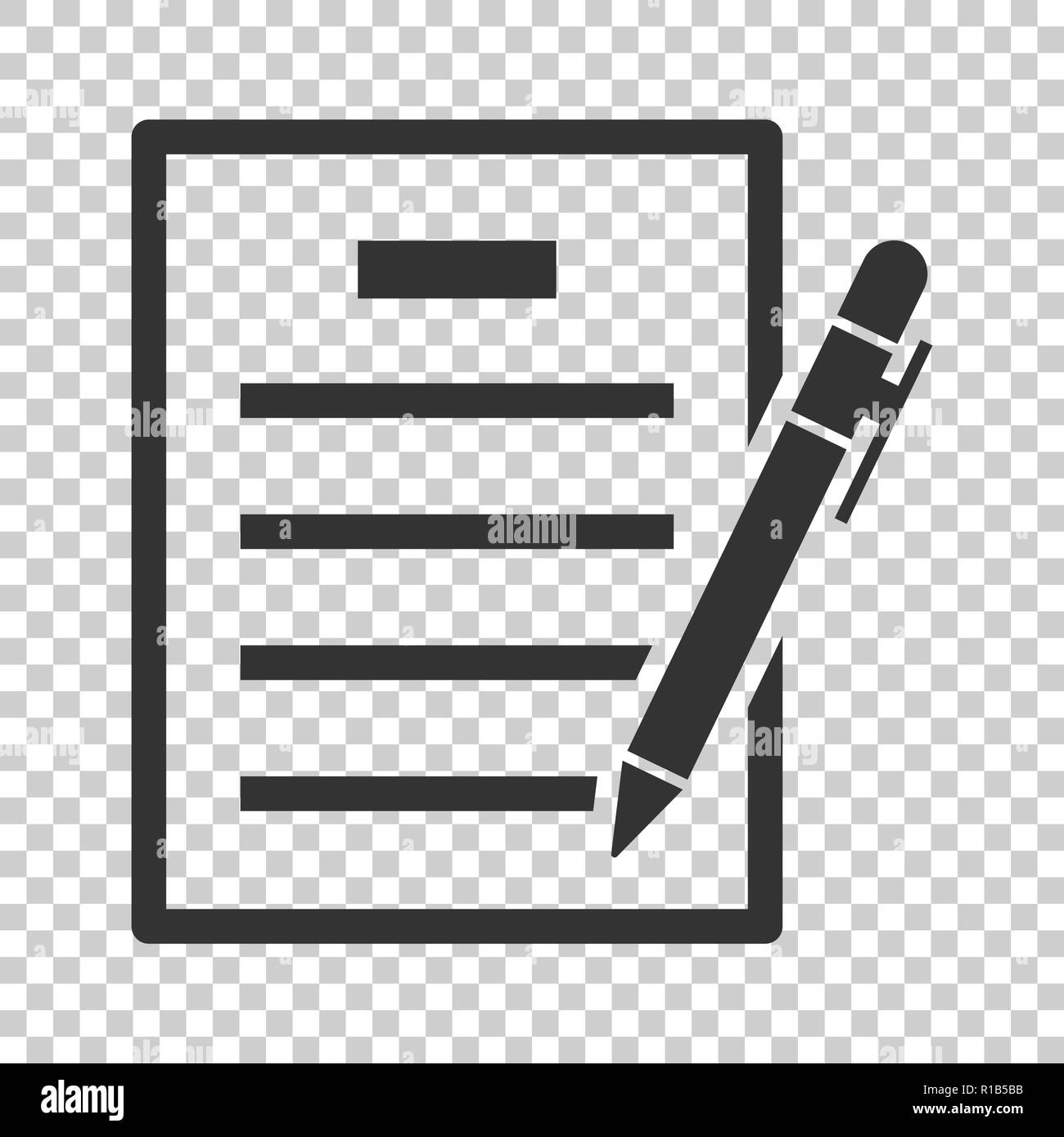 Contract agreement icon in flat style. Document sheet with pen vector ...