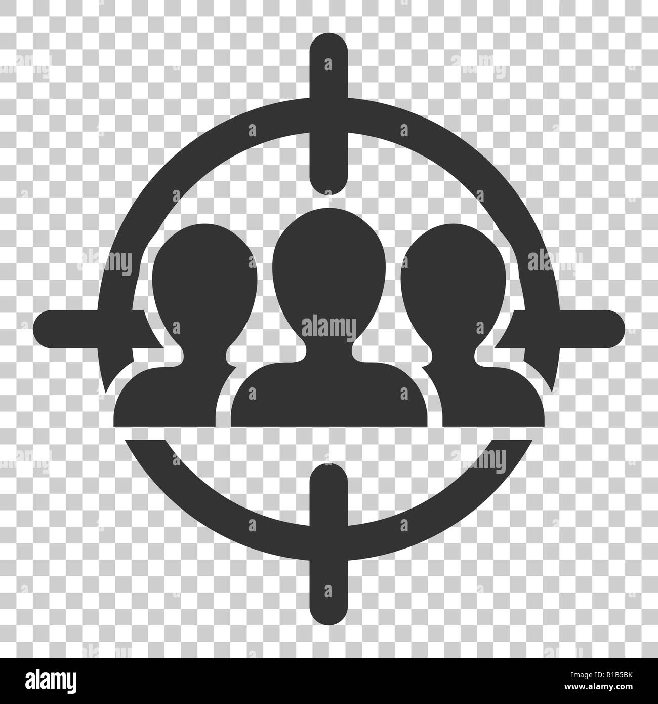 Target audience icon in flat style. Focus on people vector illustration on isolated background ...