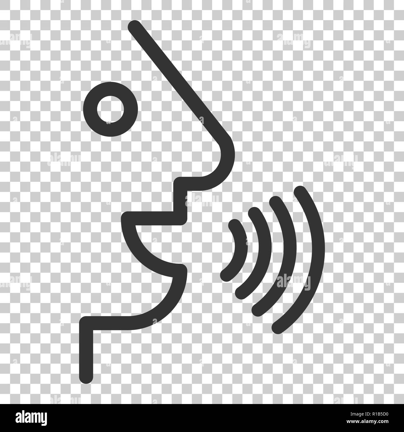Voice command with sound waves icon in flat style. Speak control vector ...