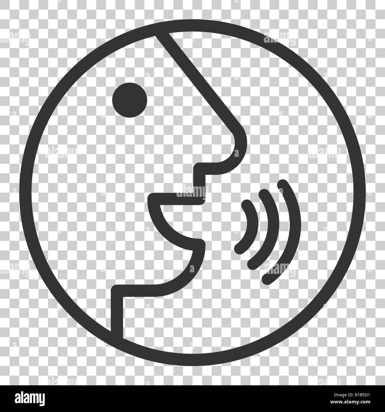 Voice command with sound waves icon in flat style. Speak control vector ...