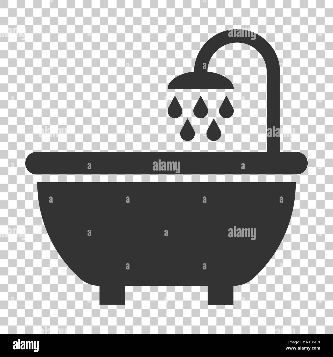 Bath shower icon in flat style. Bathroom hygiene vector illustration on ...