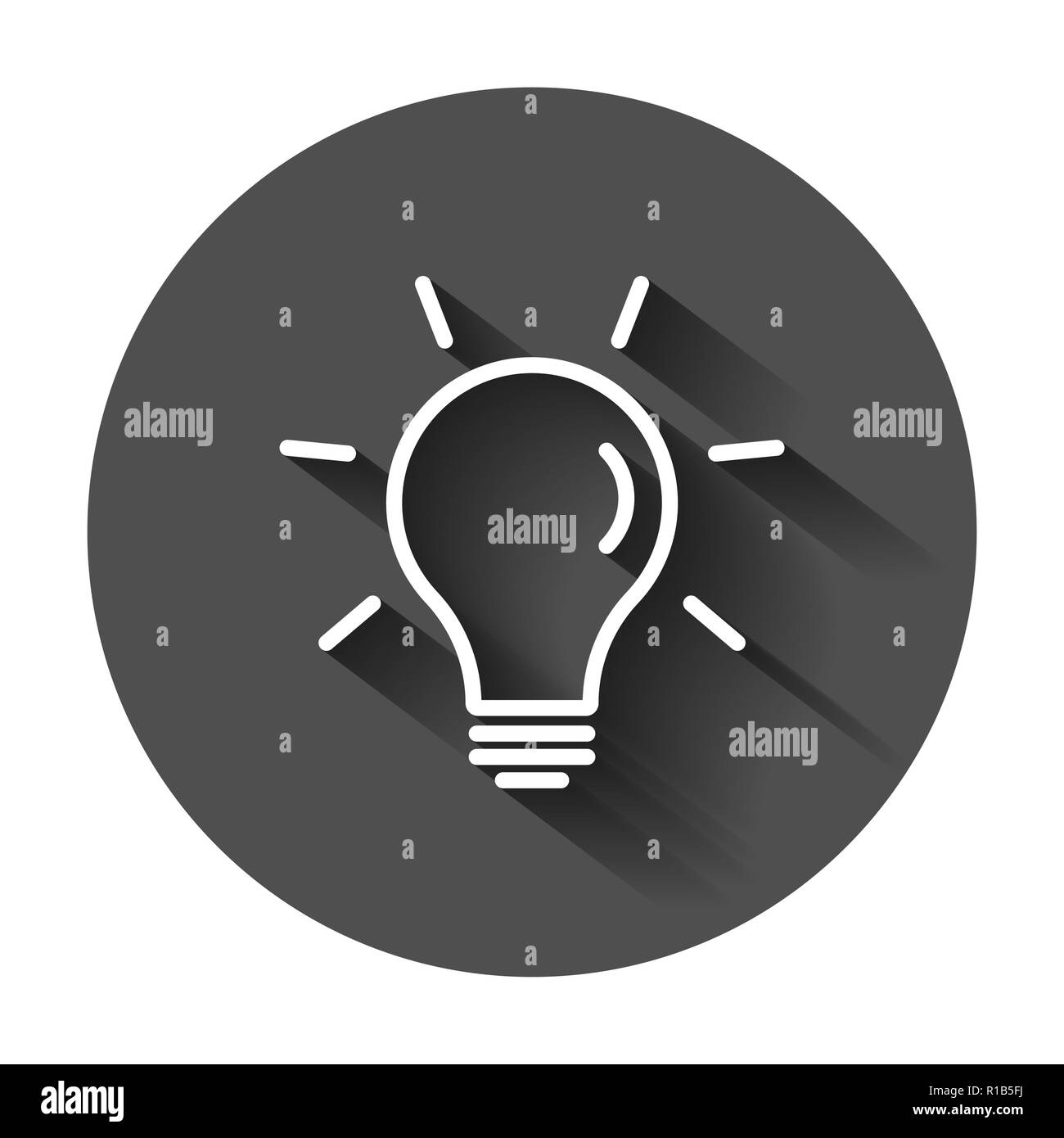 Light bulb icon in flat style. Lightbulb vector illustration with long ...