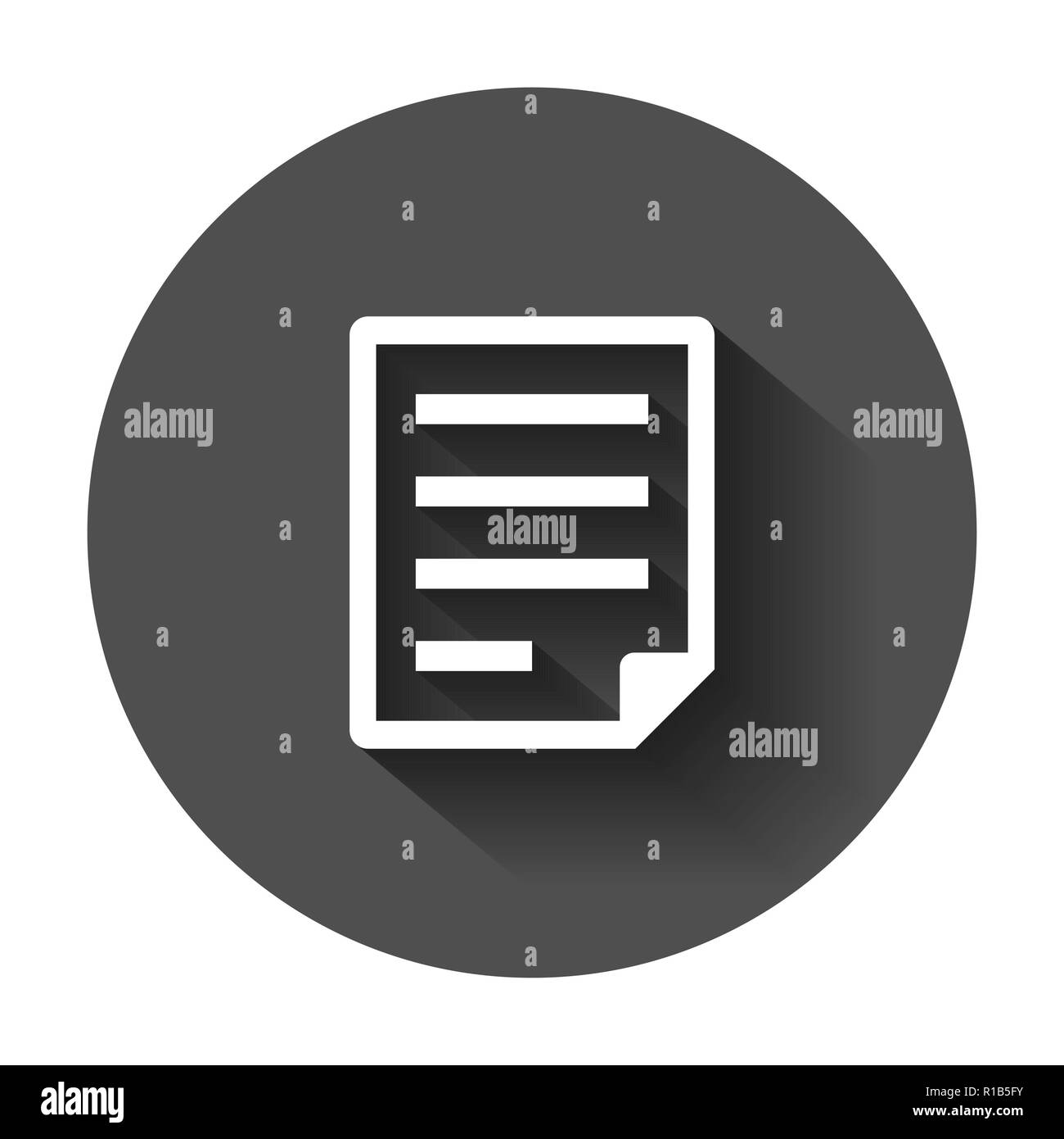 Document note icon in flat style. Paper sheet vector illustration with ...