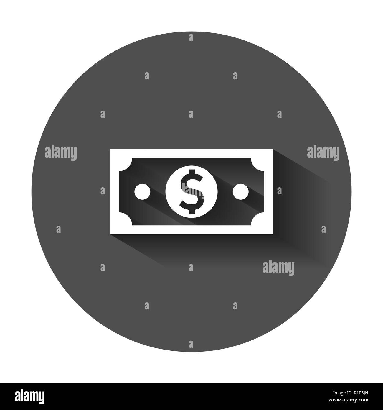 Dollar currency banknote icon in flat style. Dollar cash vector ...