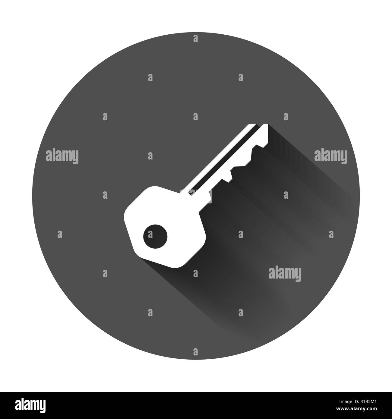 Key icon in flat style. Access login vector illustration with long ...