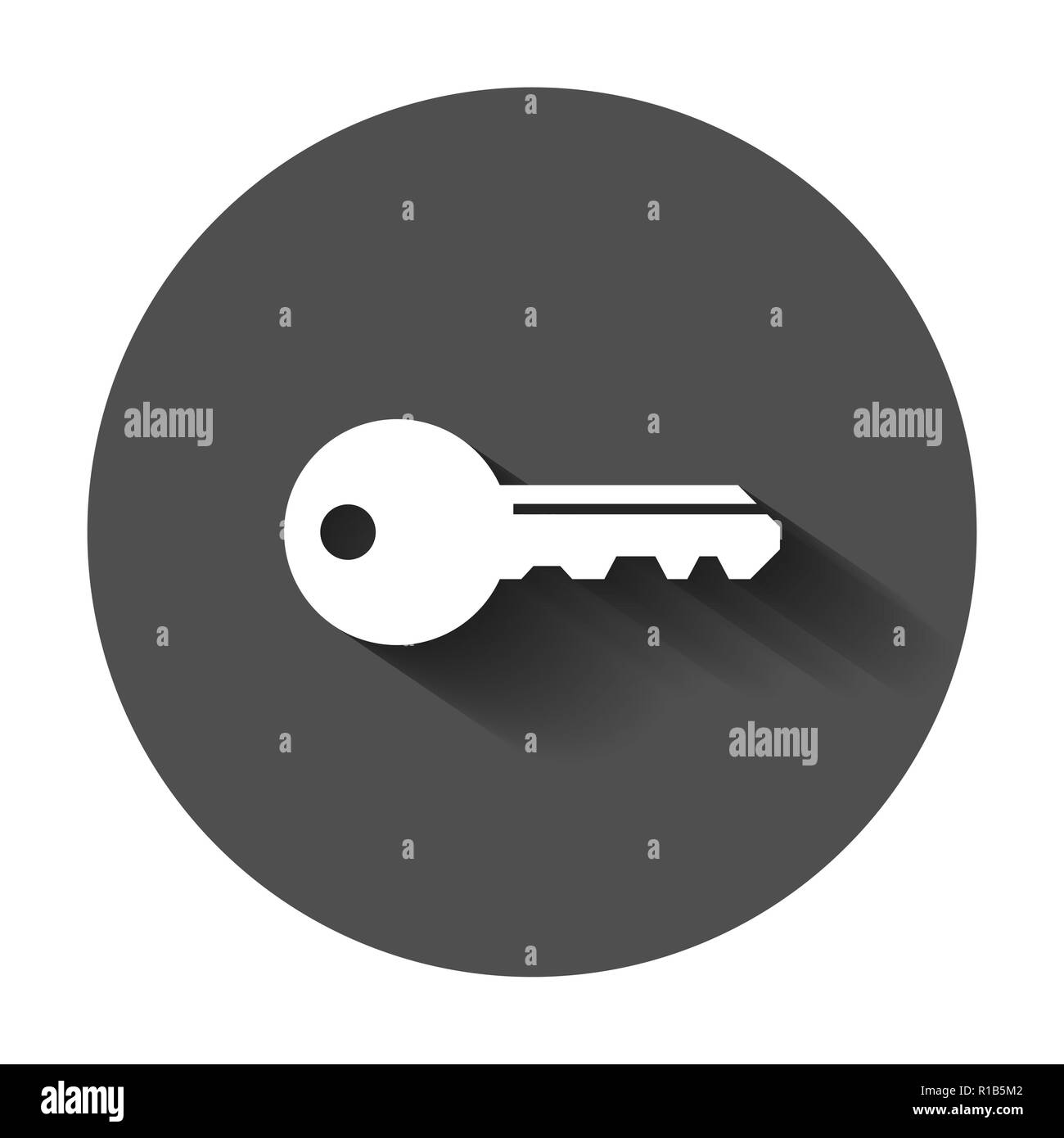 Key icon in flat style. Access login vector illustration with long ...