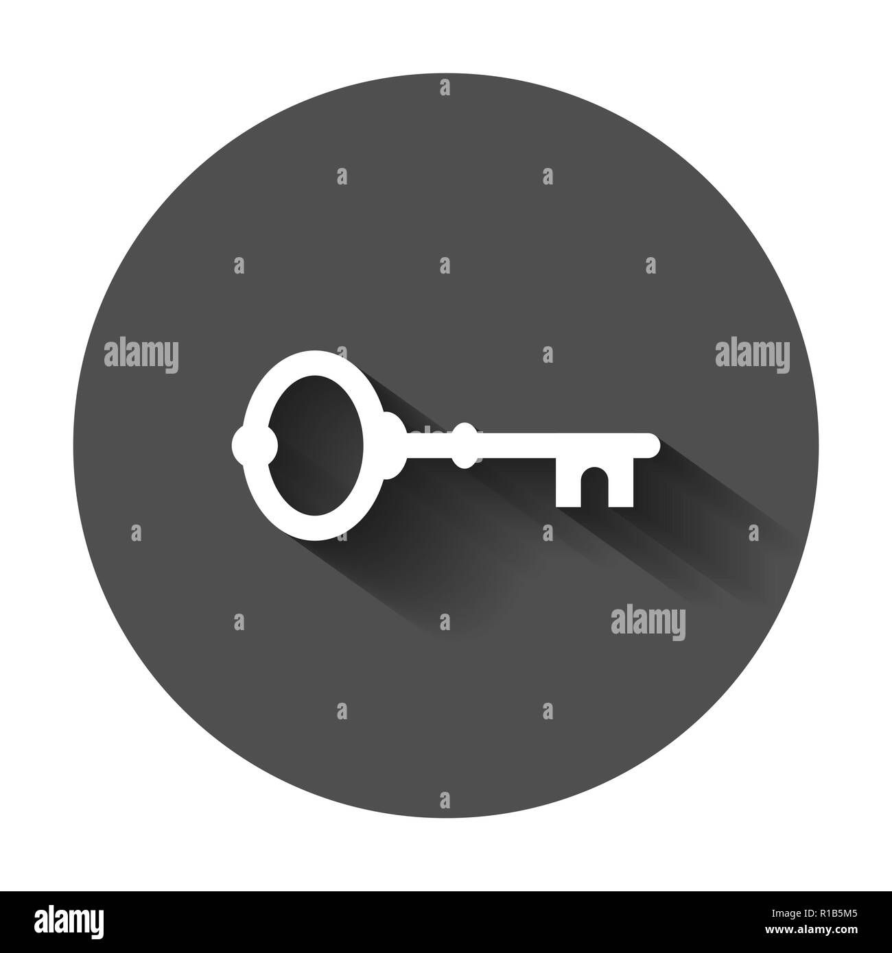 Key icon in flat style. Access login vector illustration with long ...