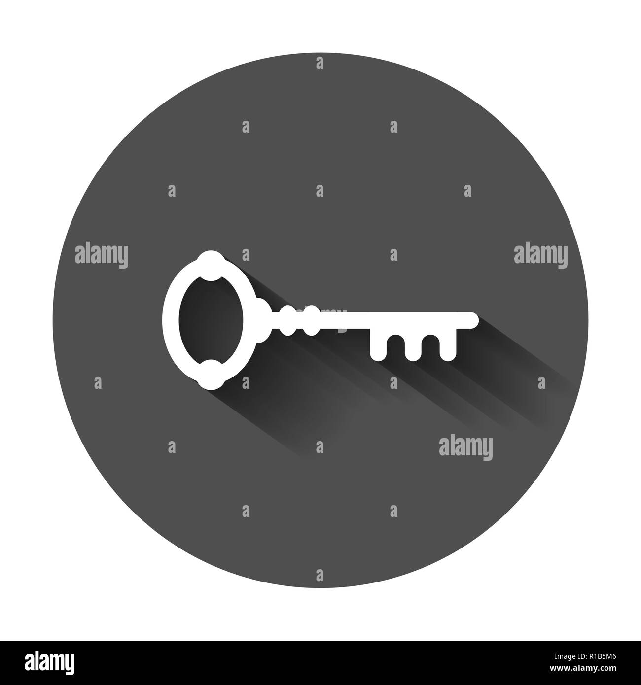 Key icon in flat style. Access login vector illustration with long ...