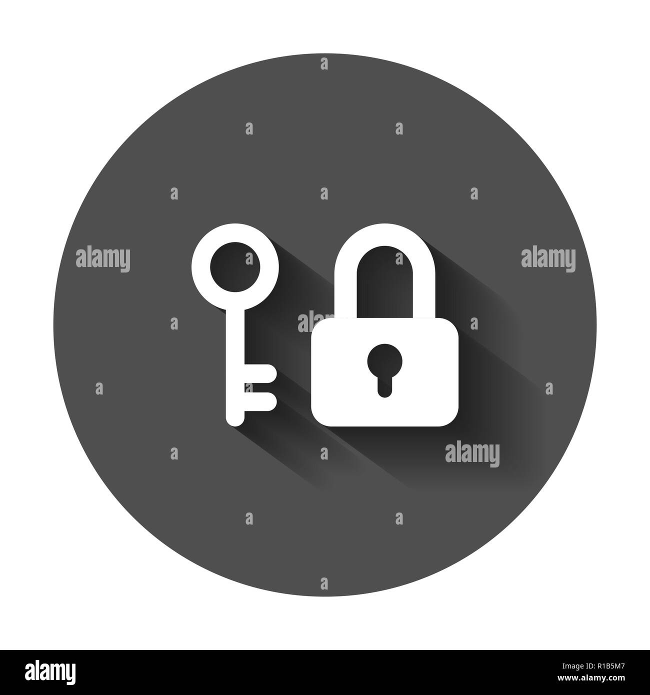 Key with padlock icon in flat style. Access login vector illustration ...