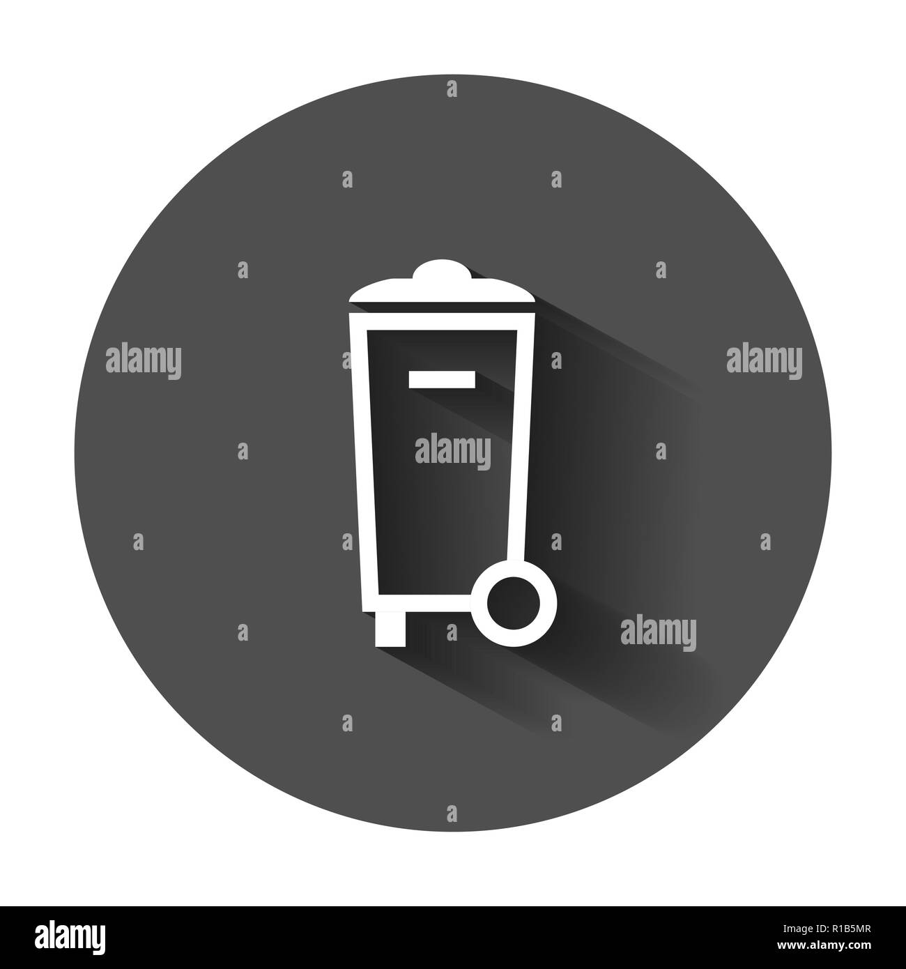 Trash bin garbage icon in flat style. Trash bucket vector illustration with long shadow. Garbage ...