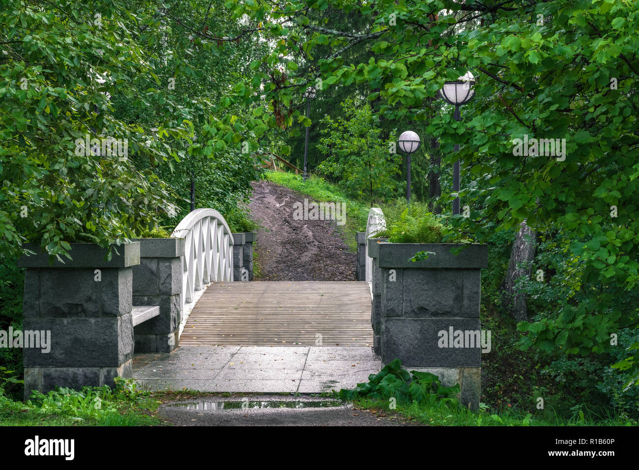 Wood stone pedestrian bridge on hi-res stock photography and images - Alamy
