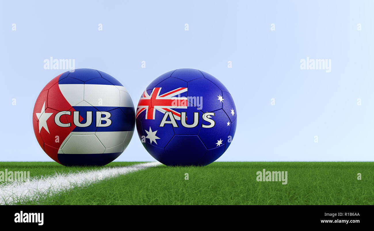 Australia vs. Cuba Soccer Match - Soccer balls in Australia and Cuba ...