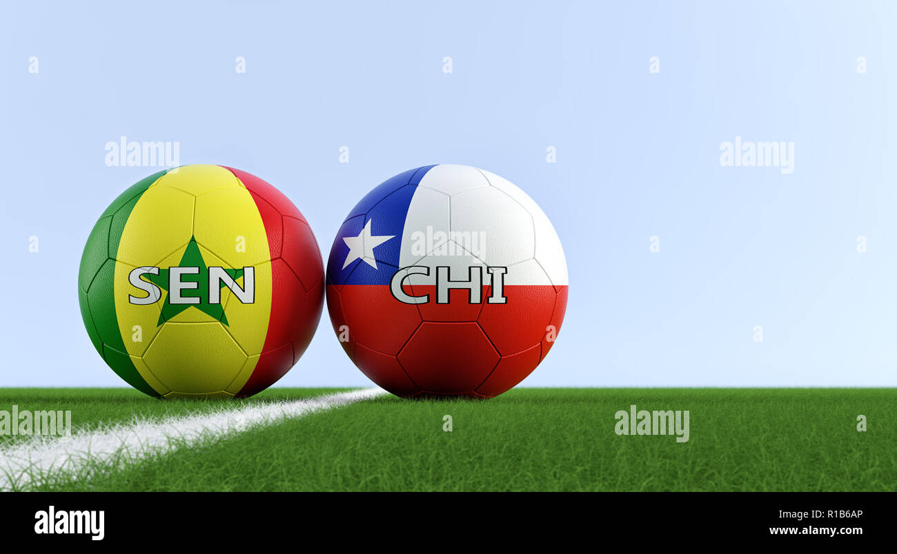 Senegal vs. Chile Soccer Match - Soccer balls in Senegal and Chile ...