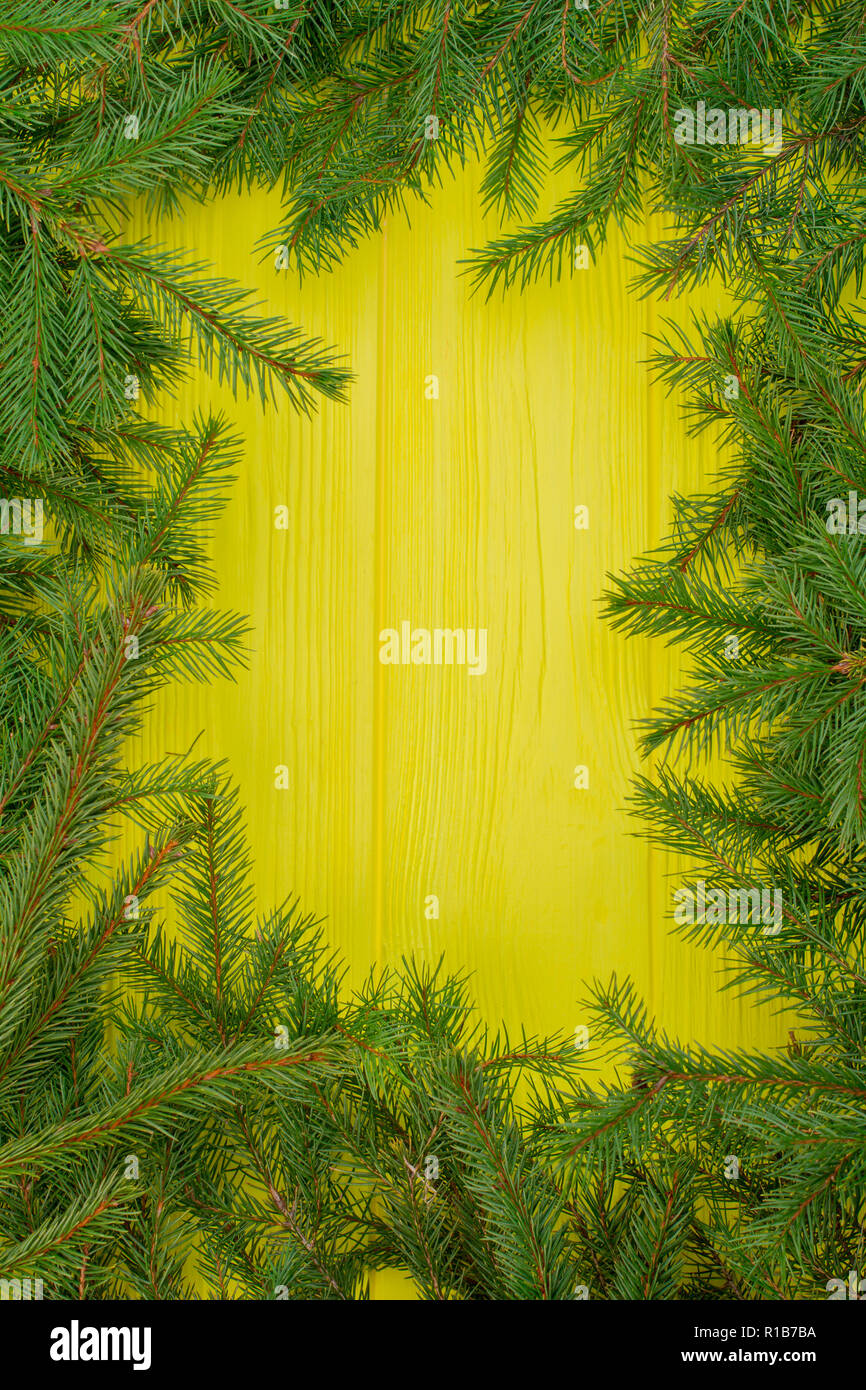 Christmas frame with spruce twigs Stock Photo - Alamy
