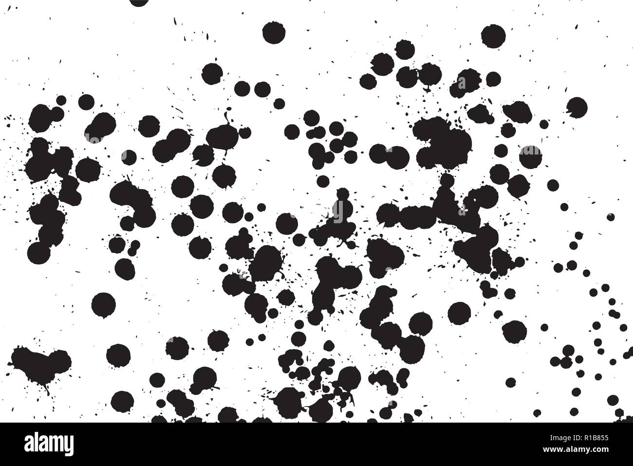 Ink grunge drops texture. Black hand drawn splashes and stains on white ...