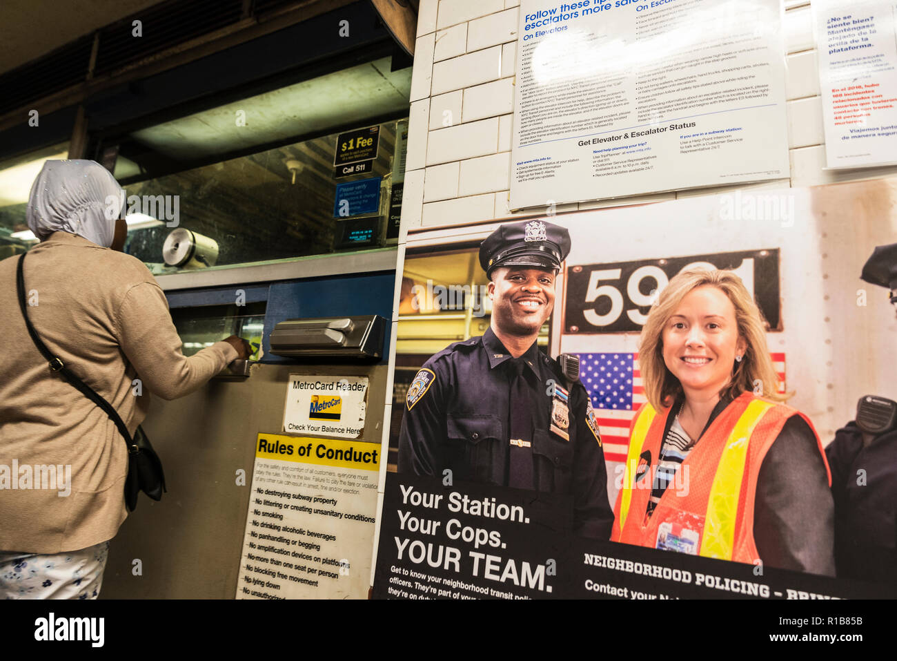 New York City, USA - July 25, 2018: Police advertising poster with a ...