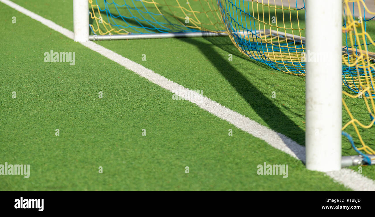 Closeup of football soccer field. White lines Stock Photo - Alamy