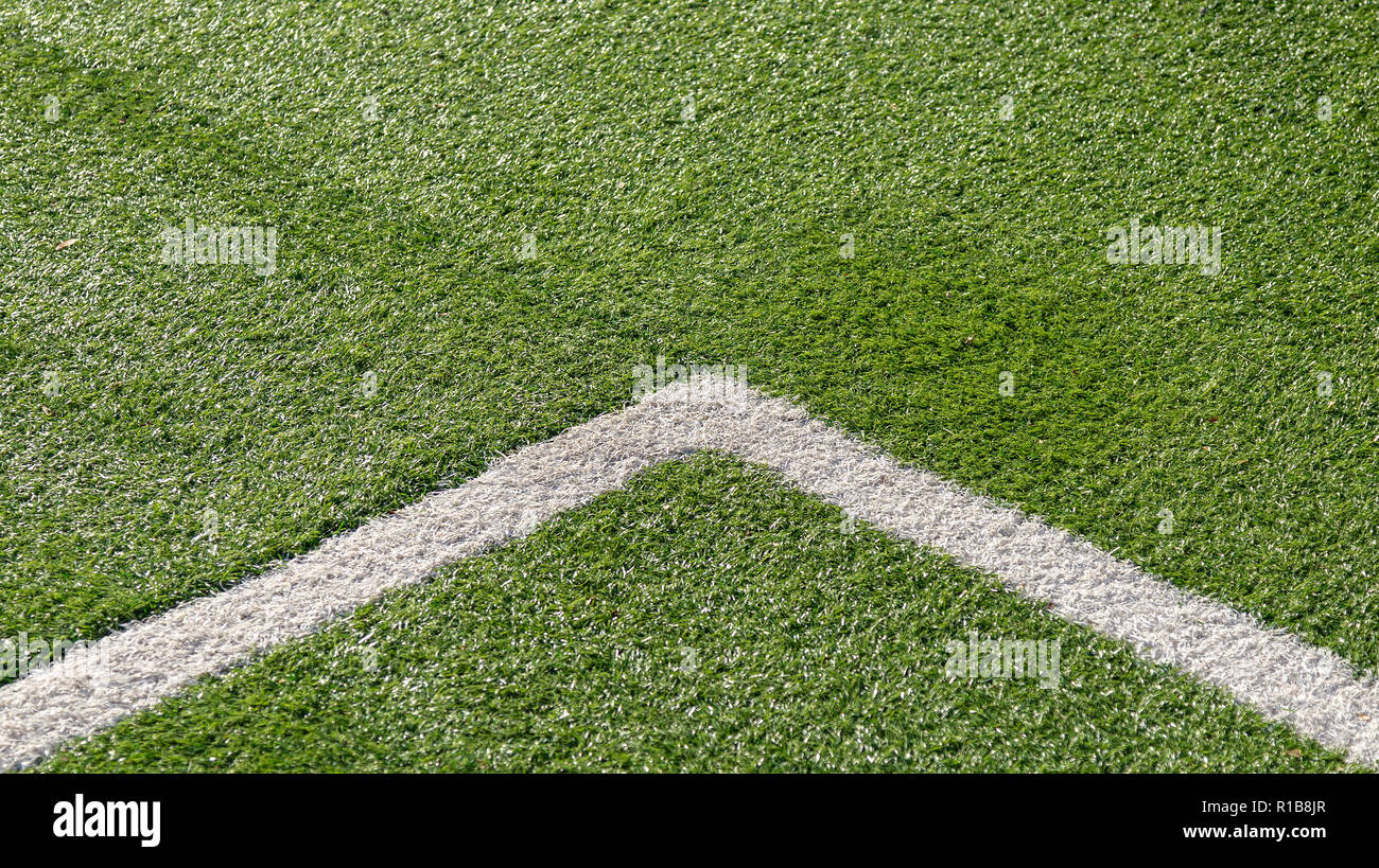 Closeup of football soccer field. White lines Stock Photo - Alamy