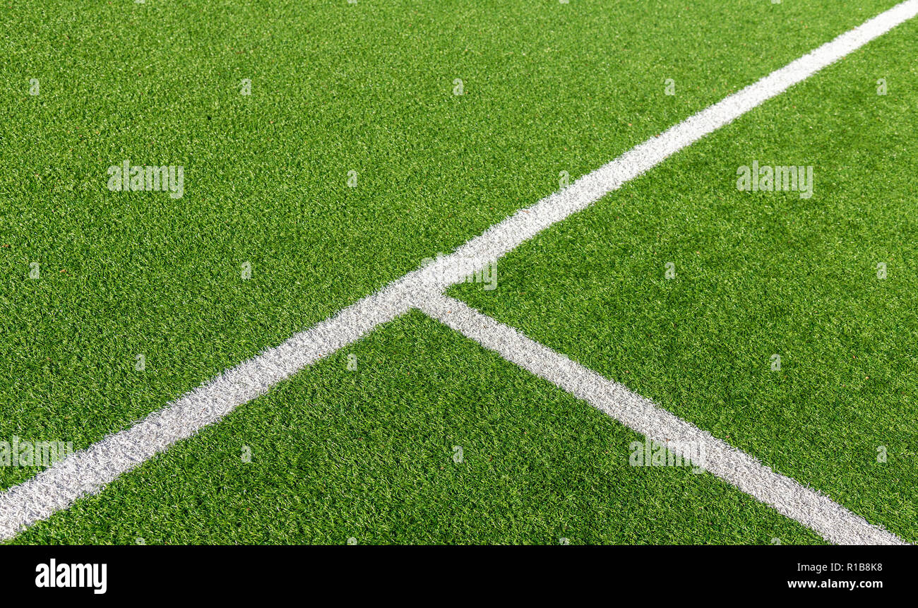 Closeup of football soccer field. White lines Stock Photo - Alamy