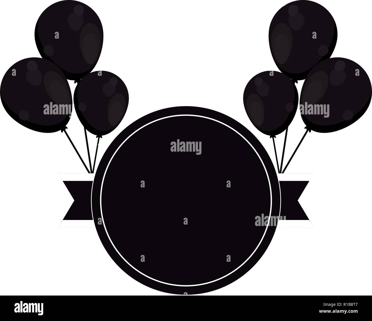 emblem with decorative balloons over white background, vector ...