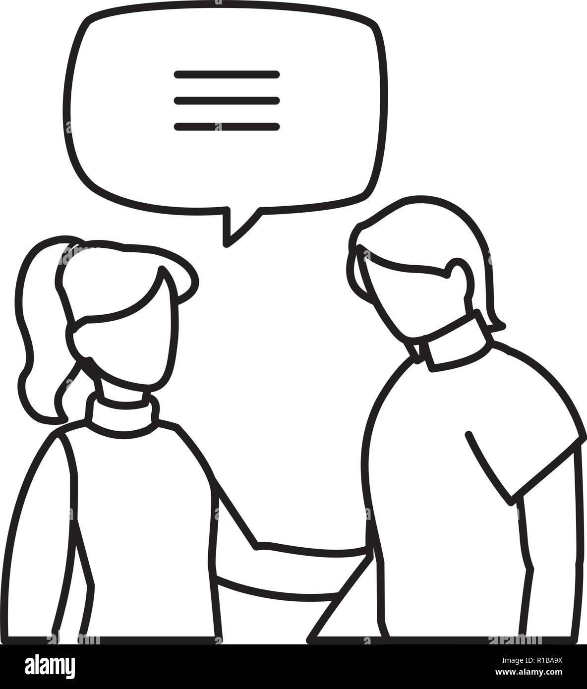 avatar couple having a conversation over white background, vector ...