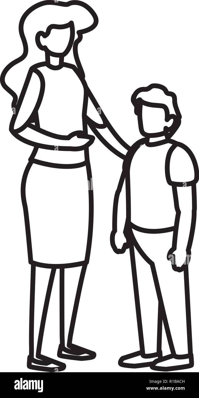 avatar mother with her son over white background, vector illustration ...