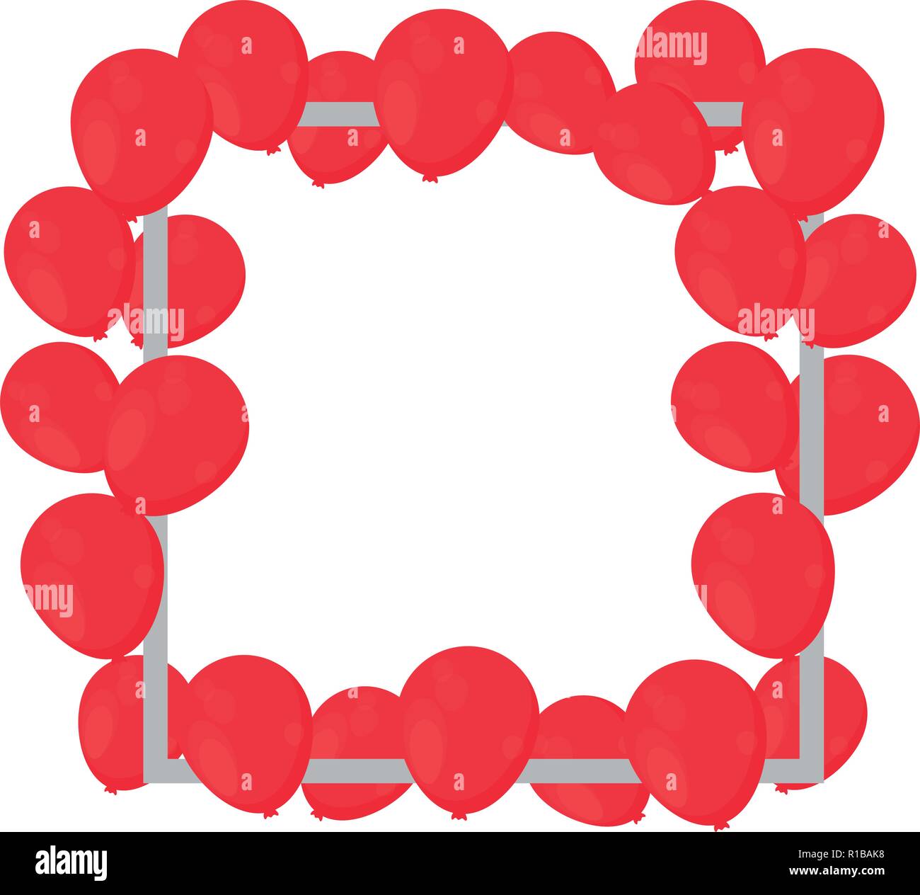 red balloons frame over white background, vector illustration Stock ...