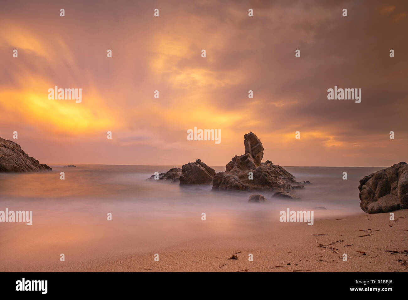 Nice long exposure picture from a Spanish coastal, Costa Brava, near ...
